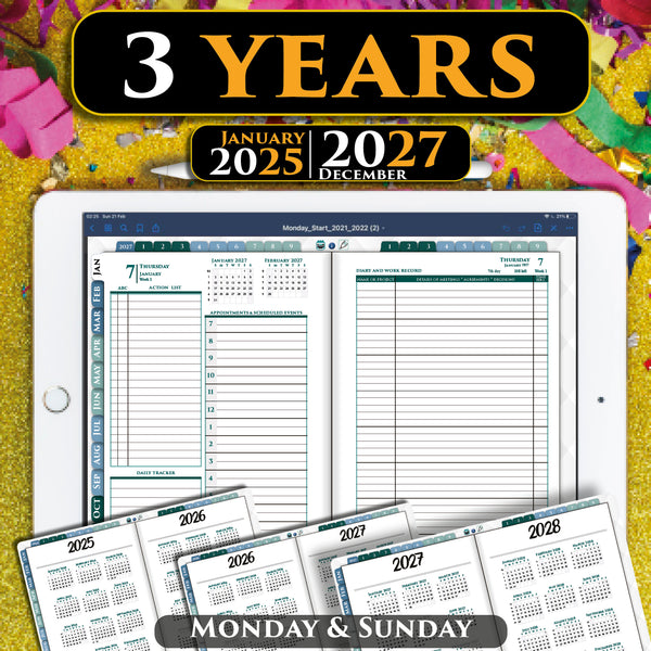 2025 2026 2027 Digital Planner Bundle. 3-years Daily Weekly Planners ...