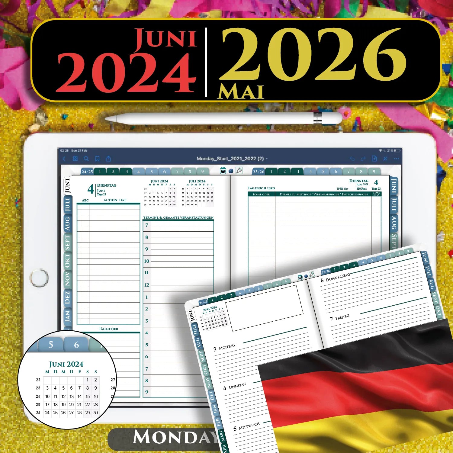 Deutschland Digitaler Tagesplaner für 2024 2025 — iPad Planner