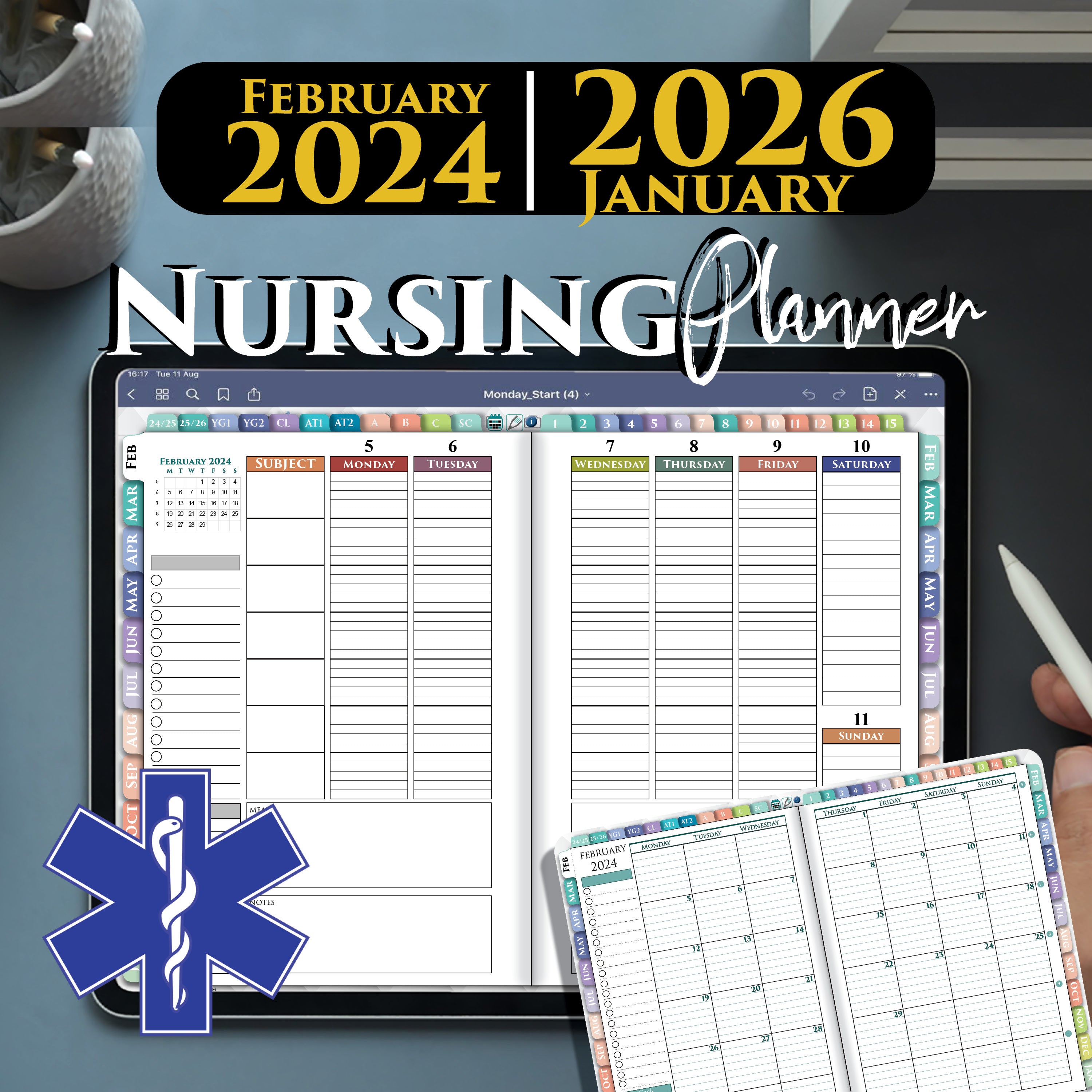 2024 2025 Best Digital Planner for Nursing Students | PDF weekly plann ...