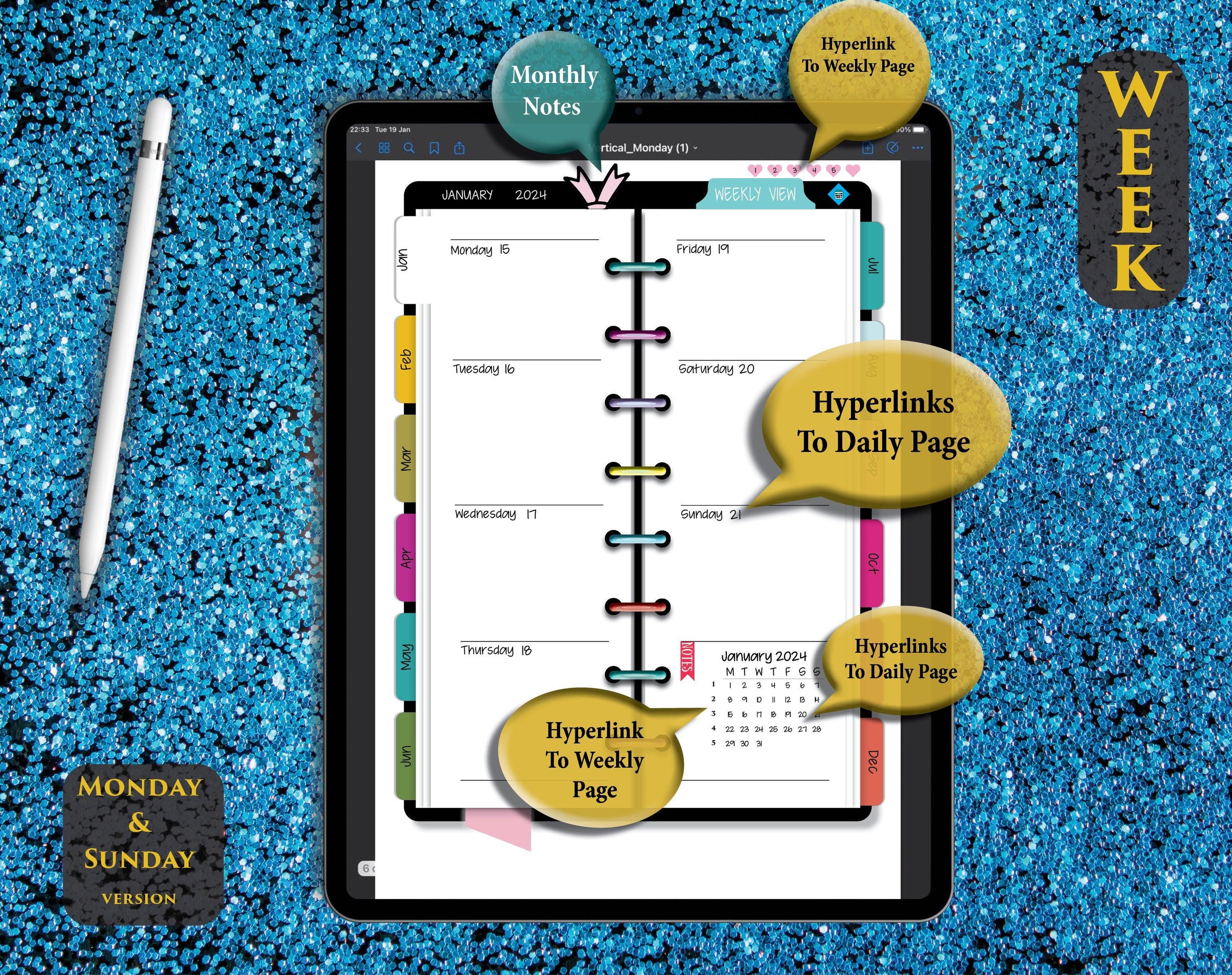 2024 Digital Rainbow Daily Planner: Best PDF Weekly Planner for iPad M ...