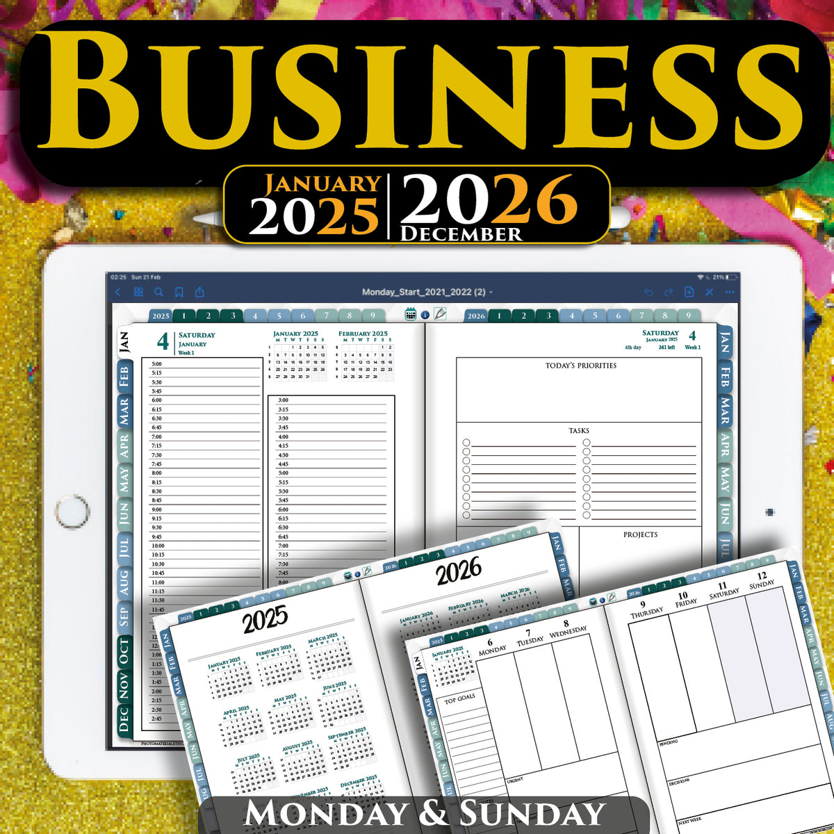 New Year Daily Digital Business Planner 2025 2026 for iPad — iPad Planner