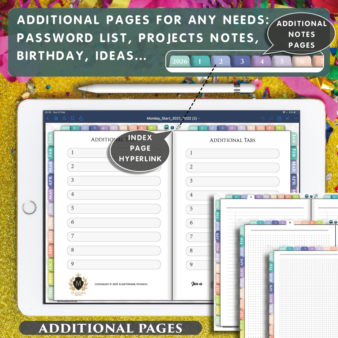 Digital Franklin Lined Daily Planner for 2025 2026 — iPad Planner