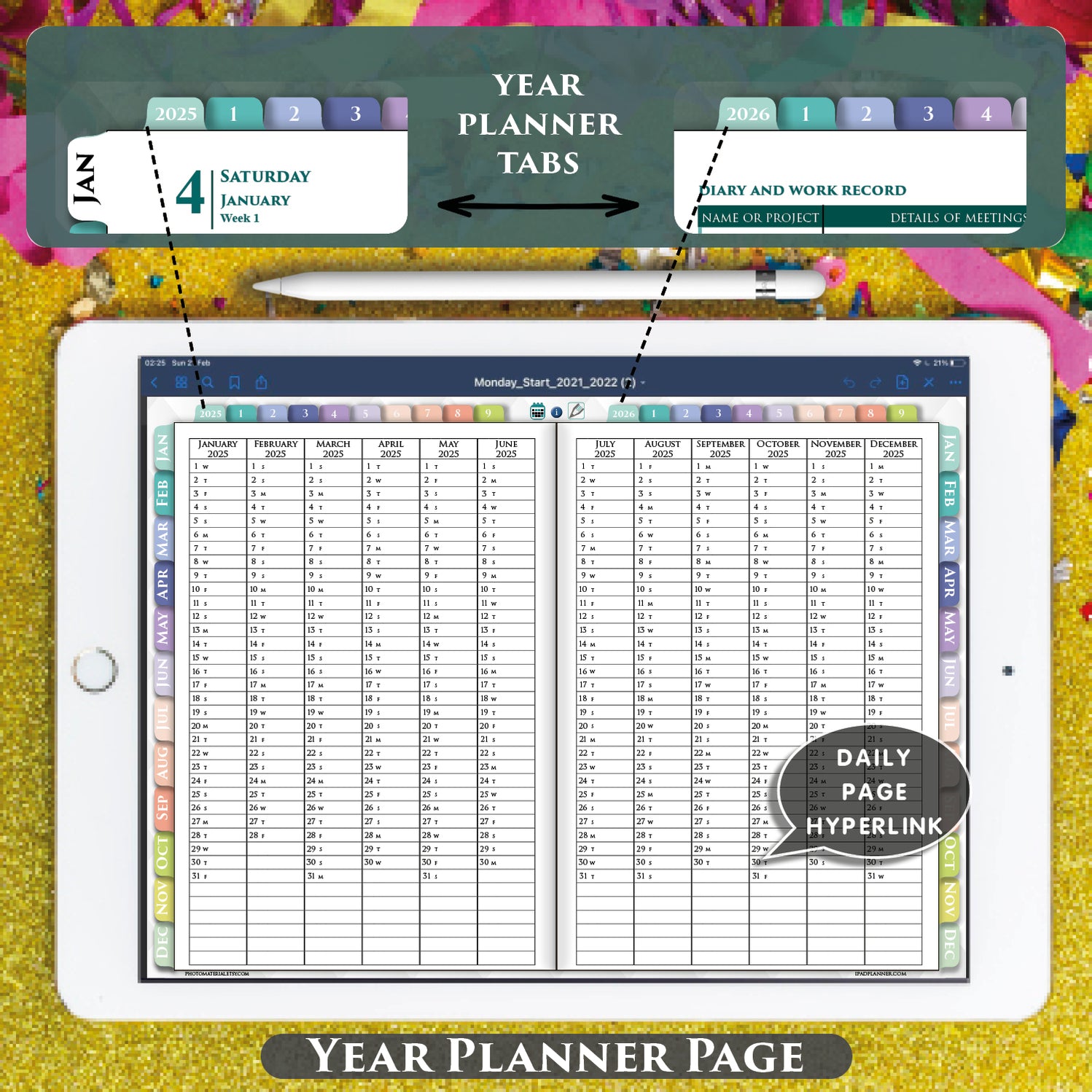 Rainbow 2025 2026 Franklin Digital Planner — iPad Planner