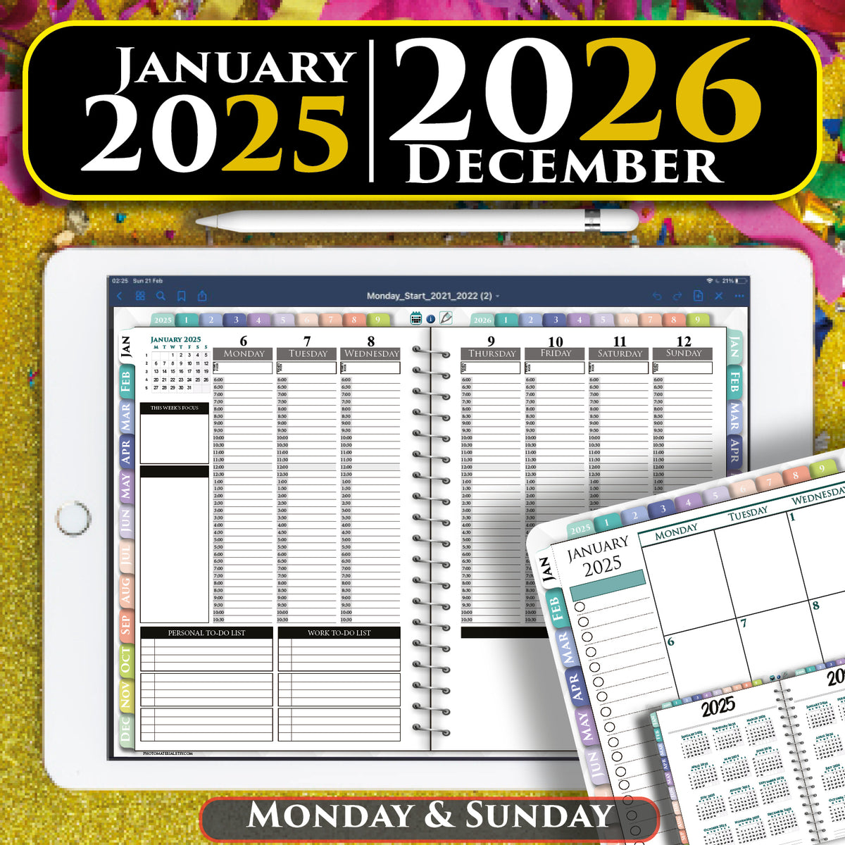 2025 2026 Digital Passion planner | PDF Weekly paperless template ...