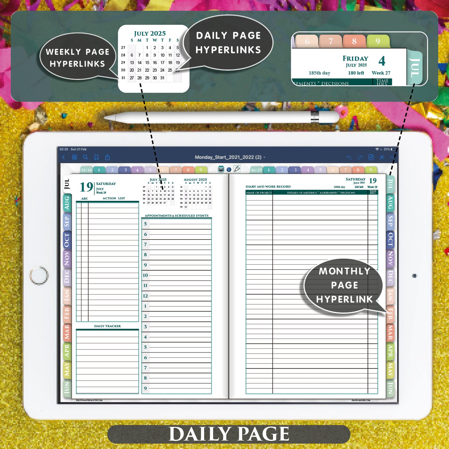 Rainbow 2025 2026 2027 Franklin Digital Planner — iPad Planner