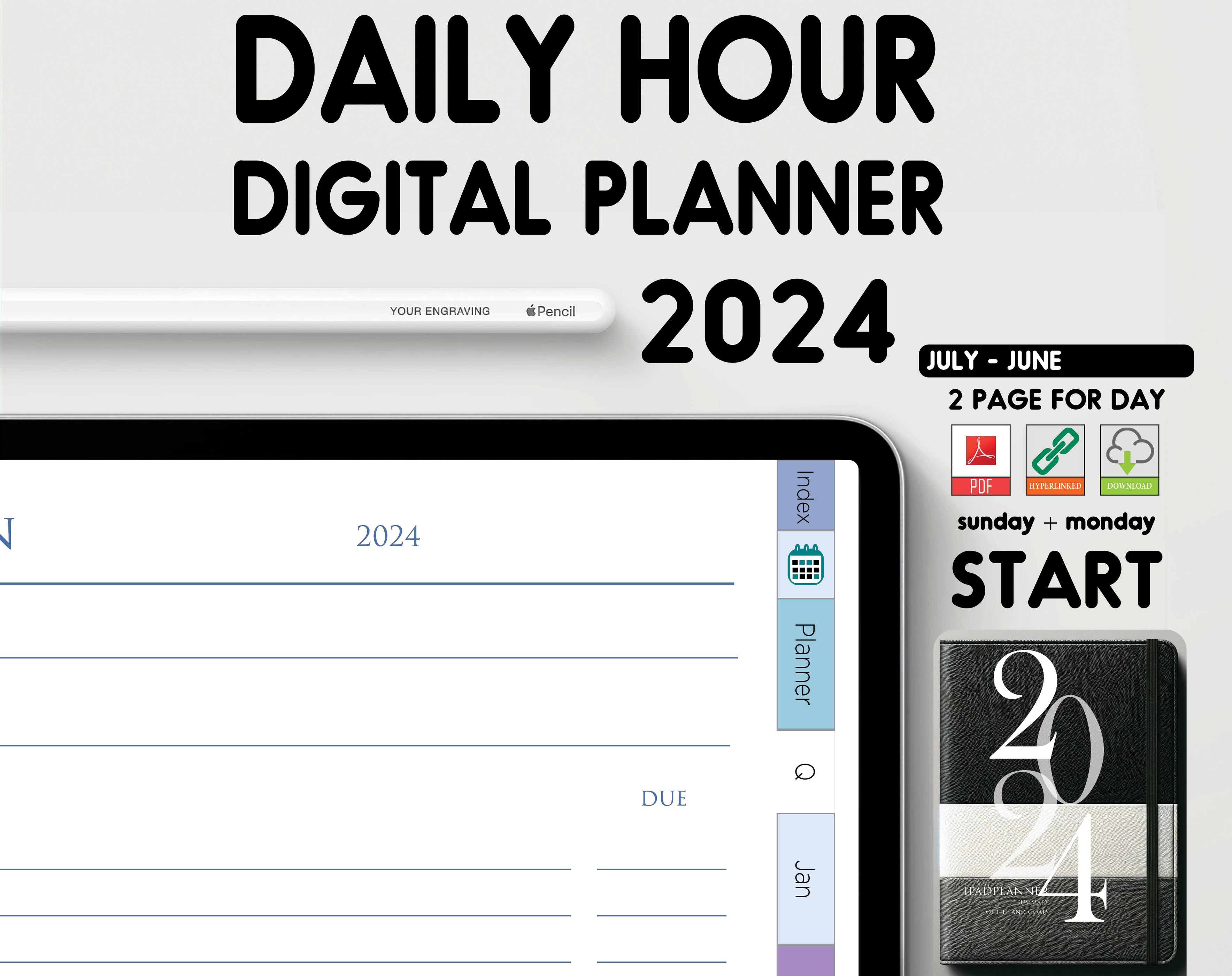 247 Hour Hourly Planner | Digital Daily Bundle | Notebook Edition ...