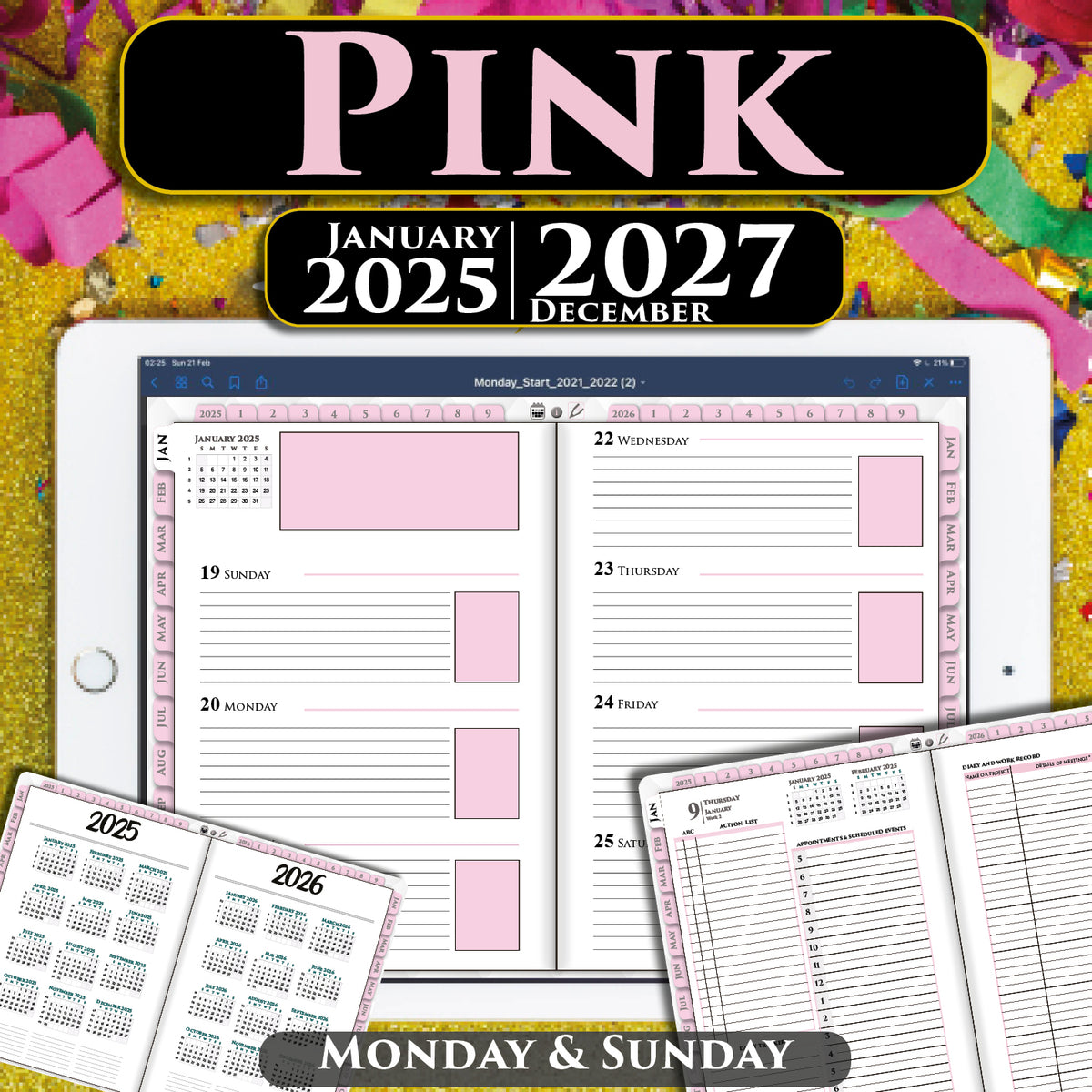 Digital Pink Daily Planner for GoodNotes and Notability 2025 2026 ...