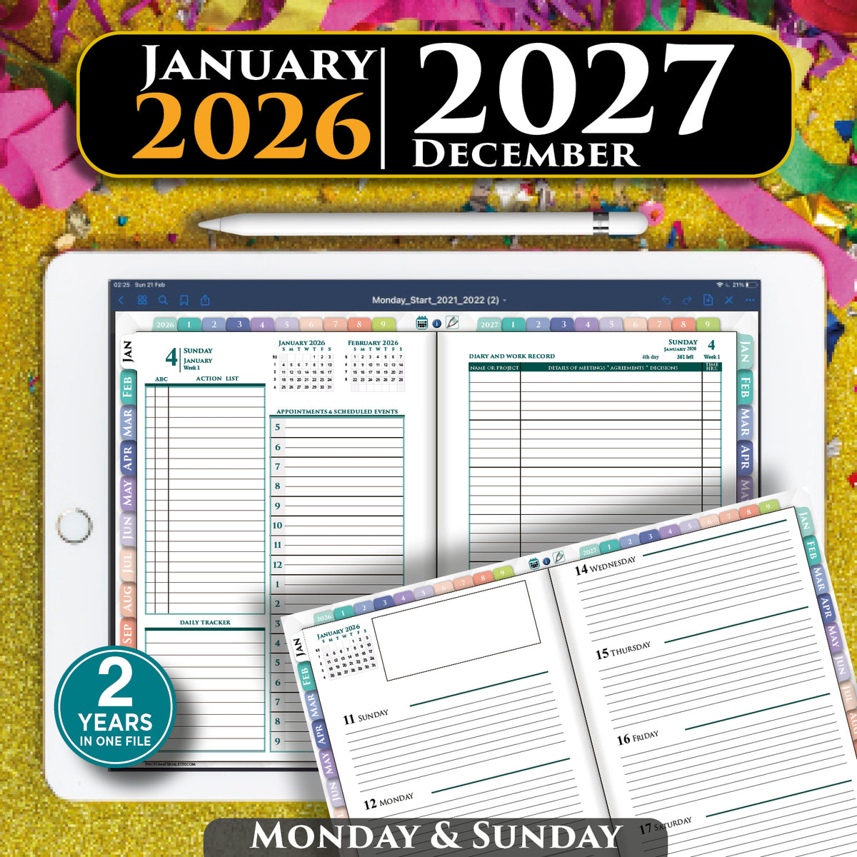Rainbow Franklin Daily Digital Planners for ADHD 2026 2027 | PDF ...