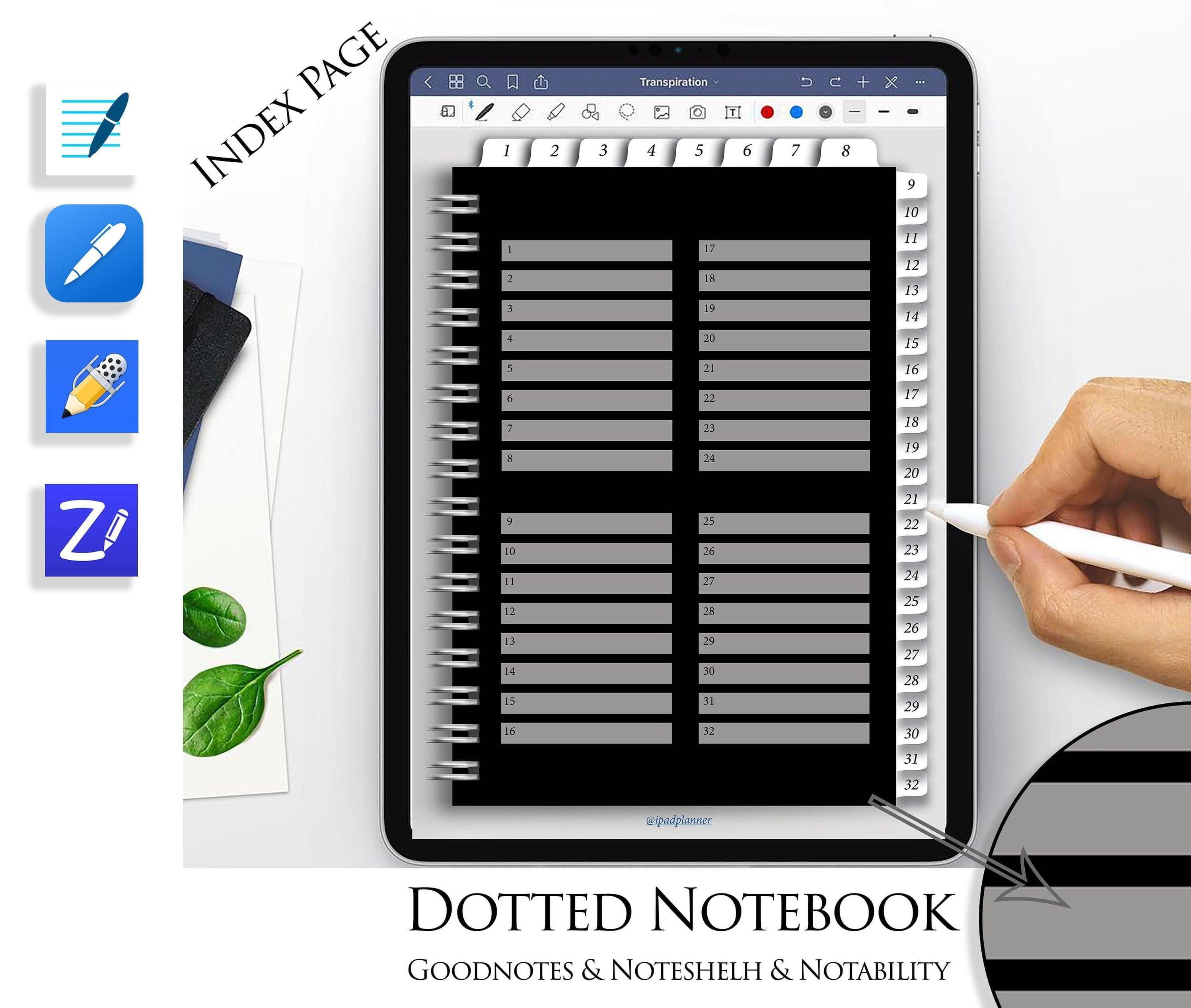 Black Digital Journal Template | Hyperlinked PDF GoodNotes Notability ...